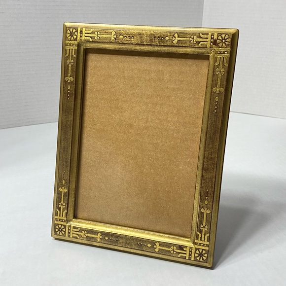 Accents | Vtg 9s Wood Photo Art Frame 5x7 Etched Hand Painted Gold ...